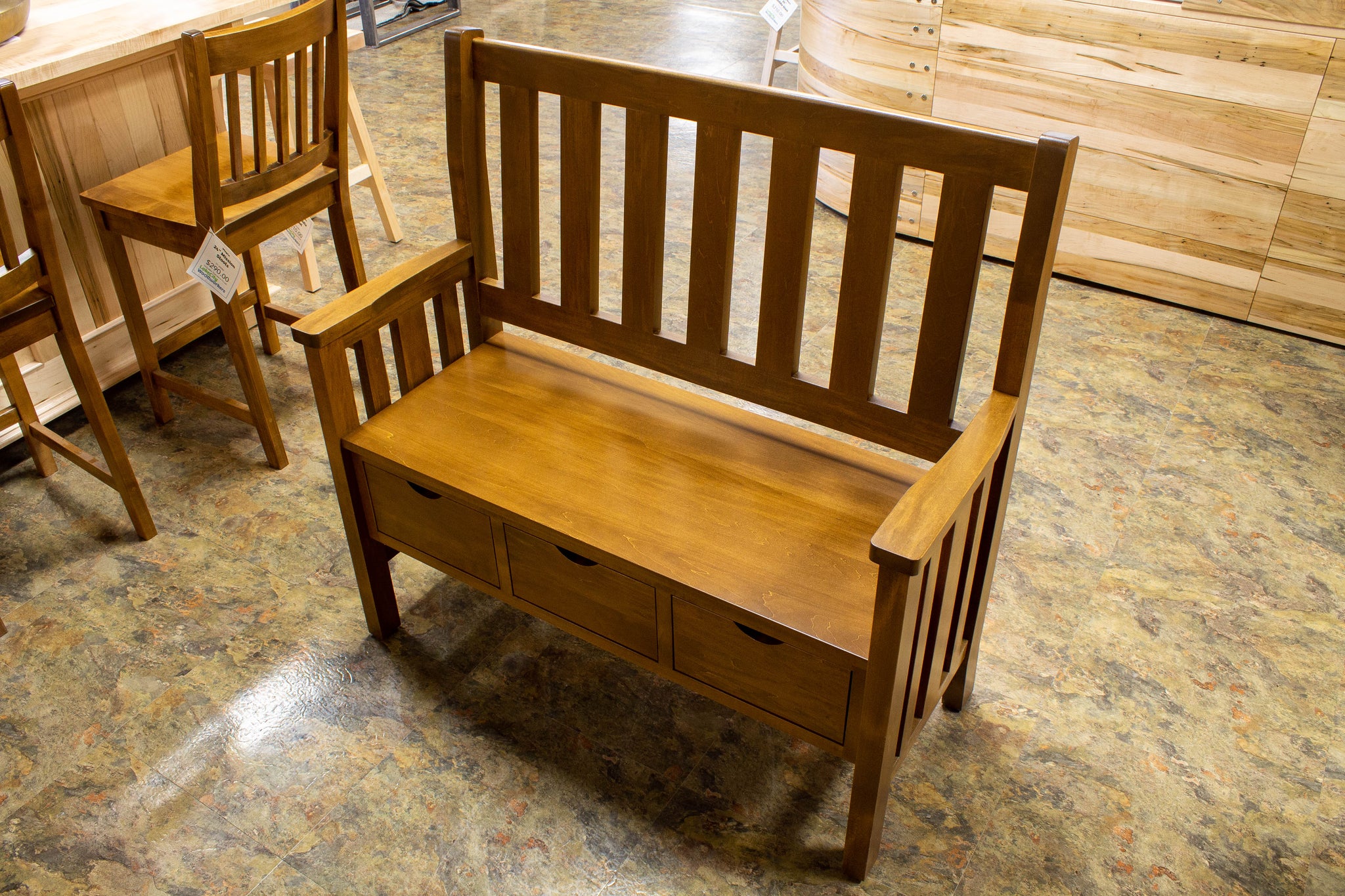 Shaker Bench with Drawers